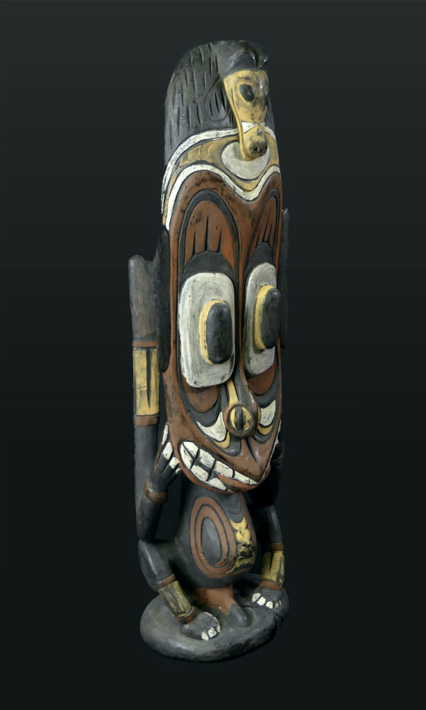 Grande sculpture totémique papoue polychrome - PNG - OVIRY