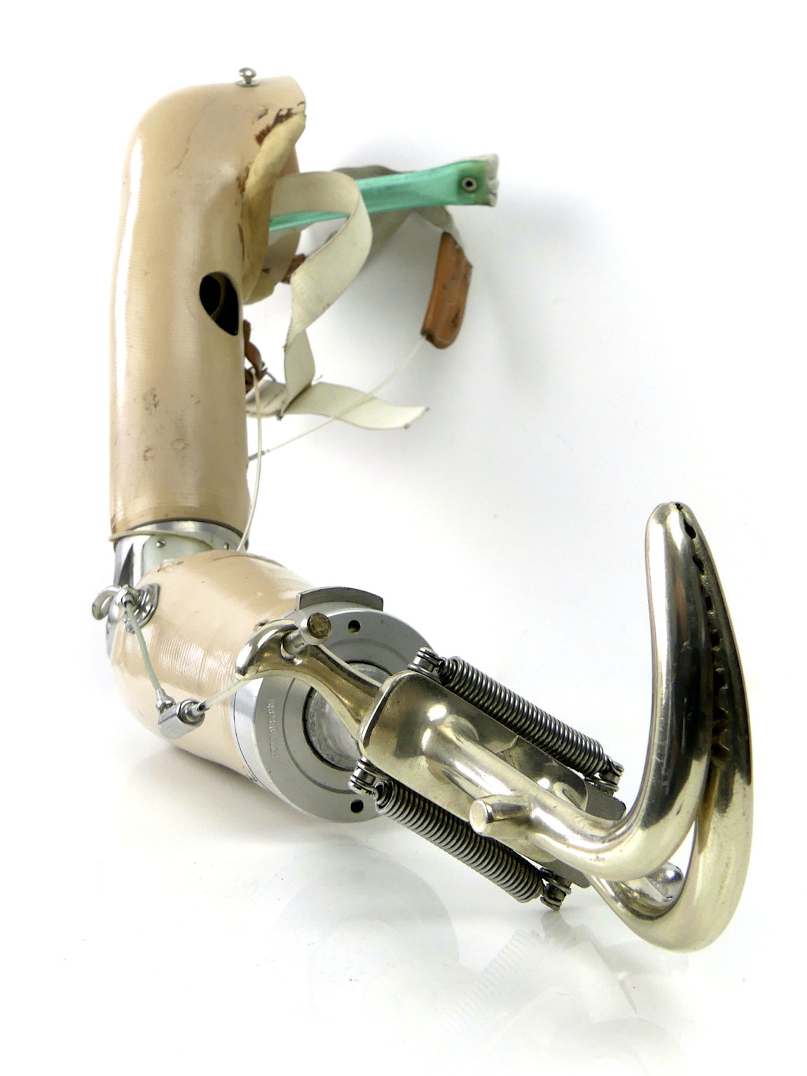 Prothèse de bras vintage articulée et pince mécanique sur socle - OVIRY