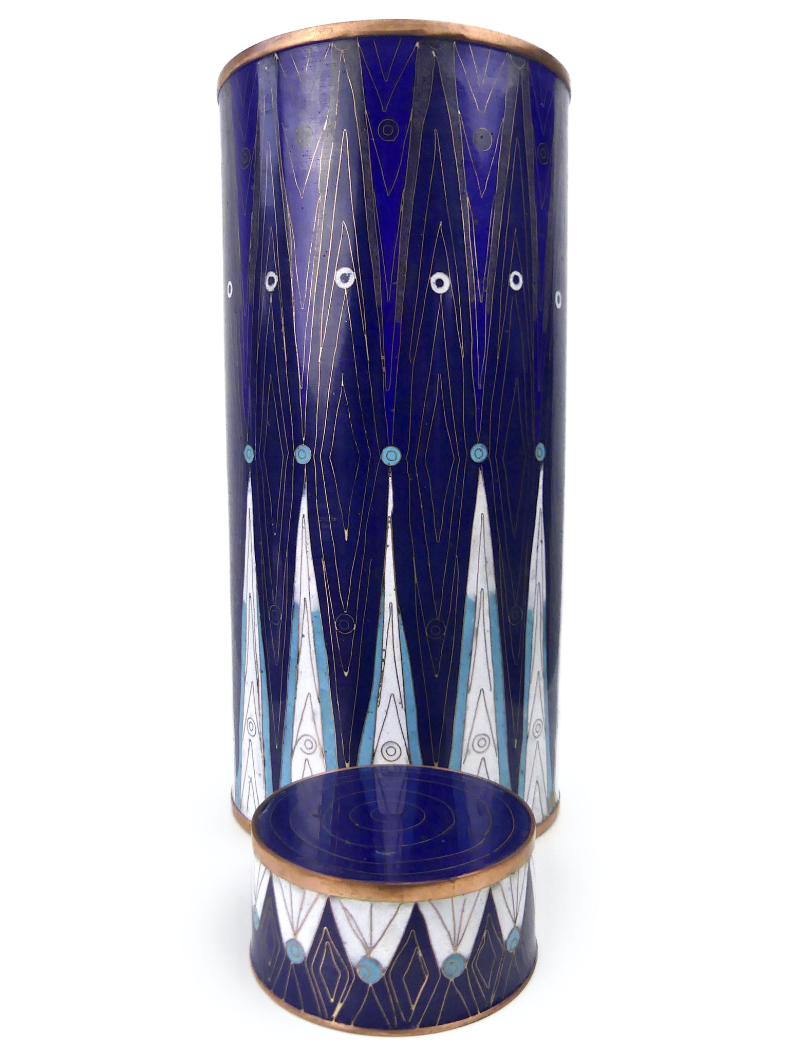 Pot long à thé en cloisonné bleu design Fabienne Jouvin - OVIRY