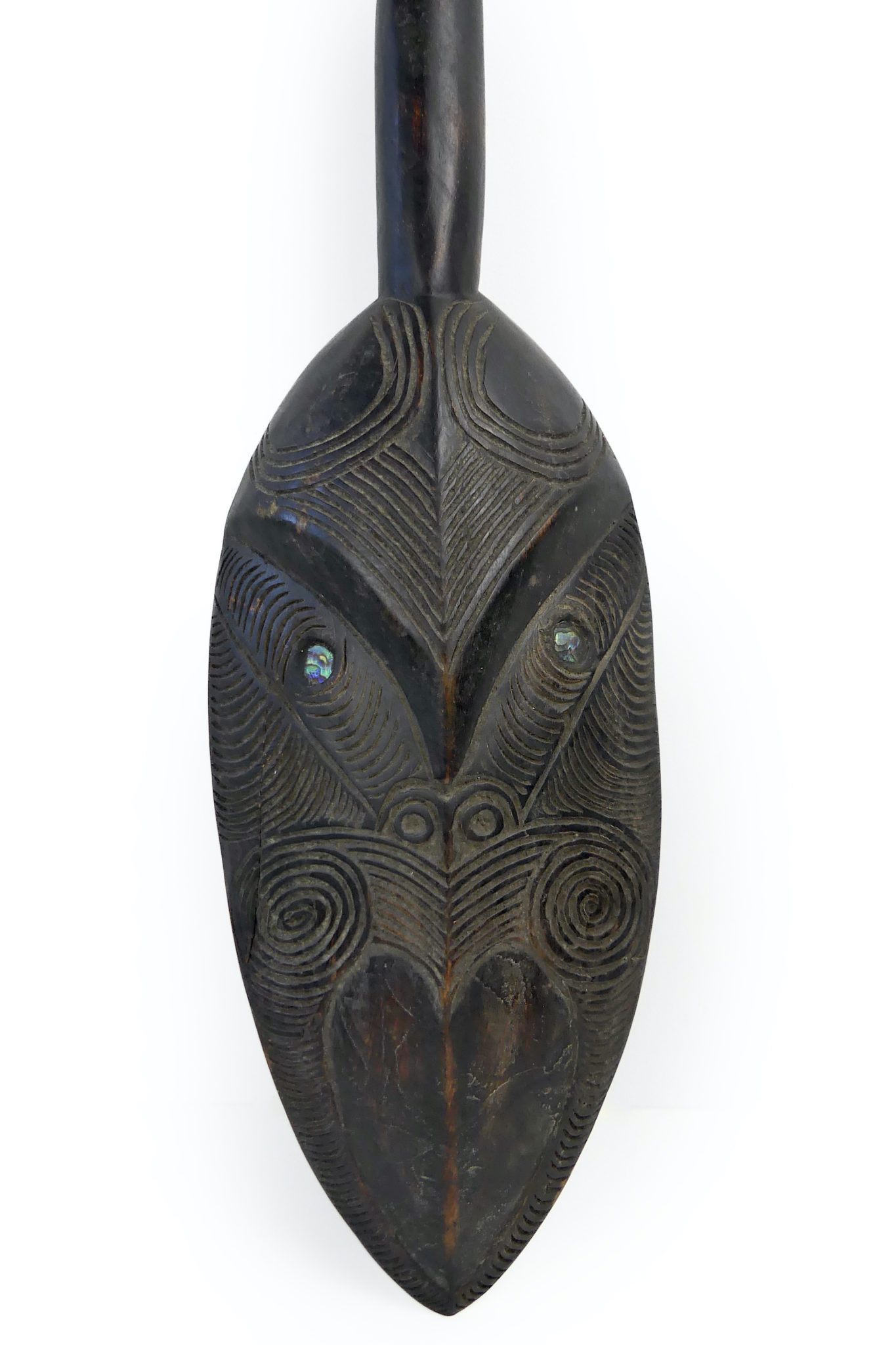 Patu māori ancien massue en bois précieux et ormeau - OVIRY