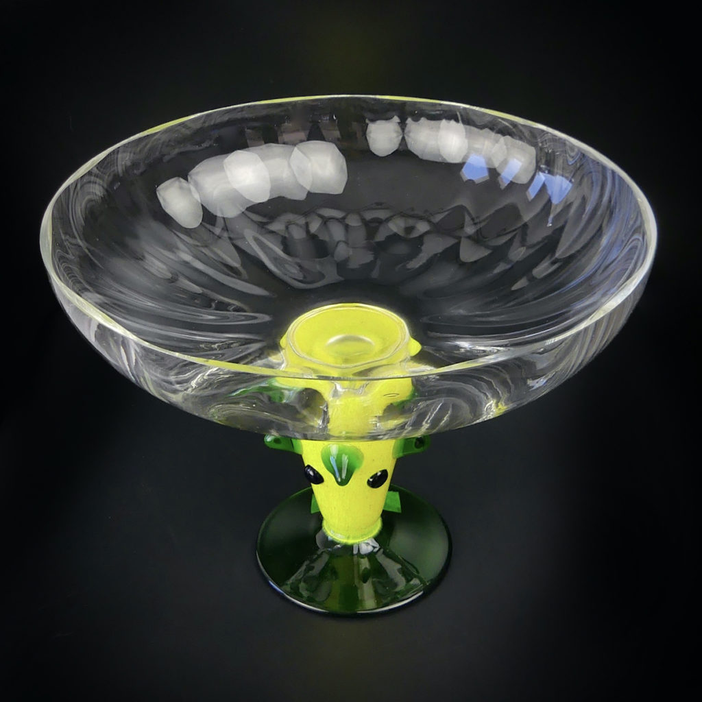 Coupe en verre pop soufflé bouche signée Trésor du Galion OVIRY