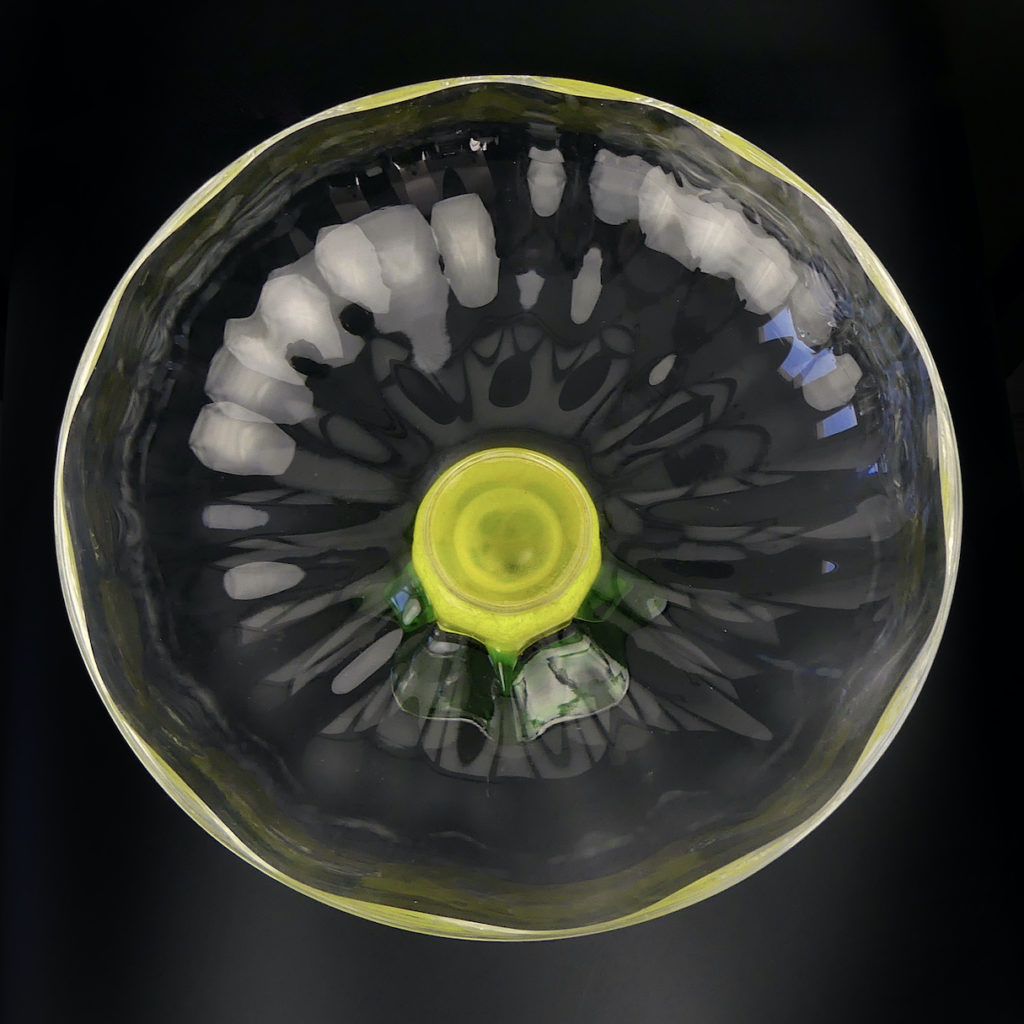Coupe en verre pop soufflé bouche signée Trésor du Galion OVIRY