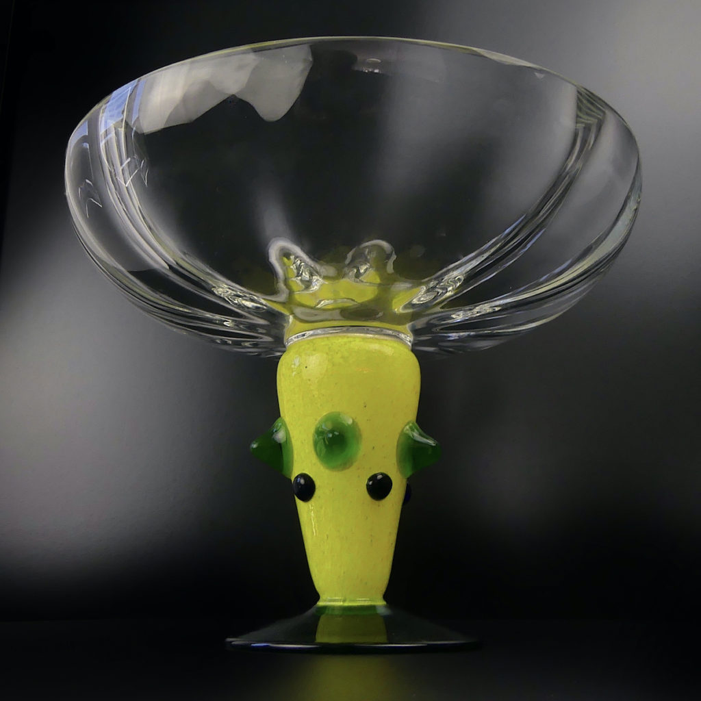Coupe en verre pop soufflé bouche signée Trésor du Galion OVIRY