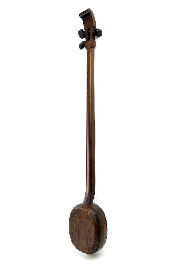 Sanxian luth chinois ancien à 3 cordes en bois os et peau - OVIRY