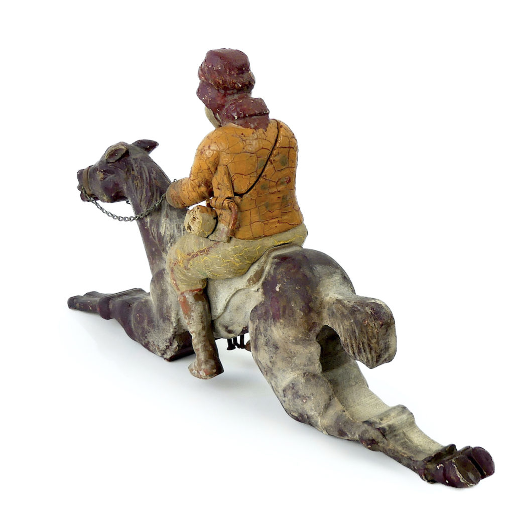 Cheval tir forain en bois sculpté peint début XXe - OVIRY