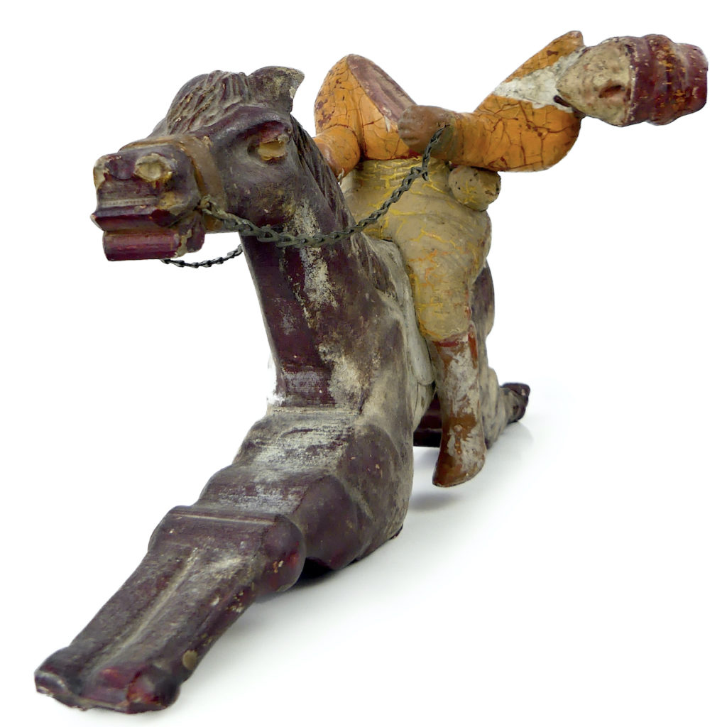 Cheval tir forain en bois sculpté peint début XXe - OVIRY