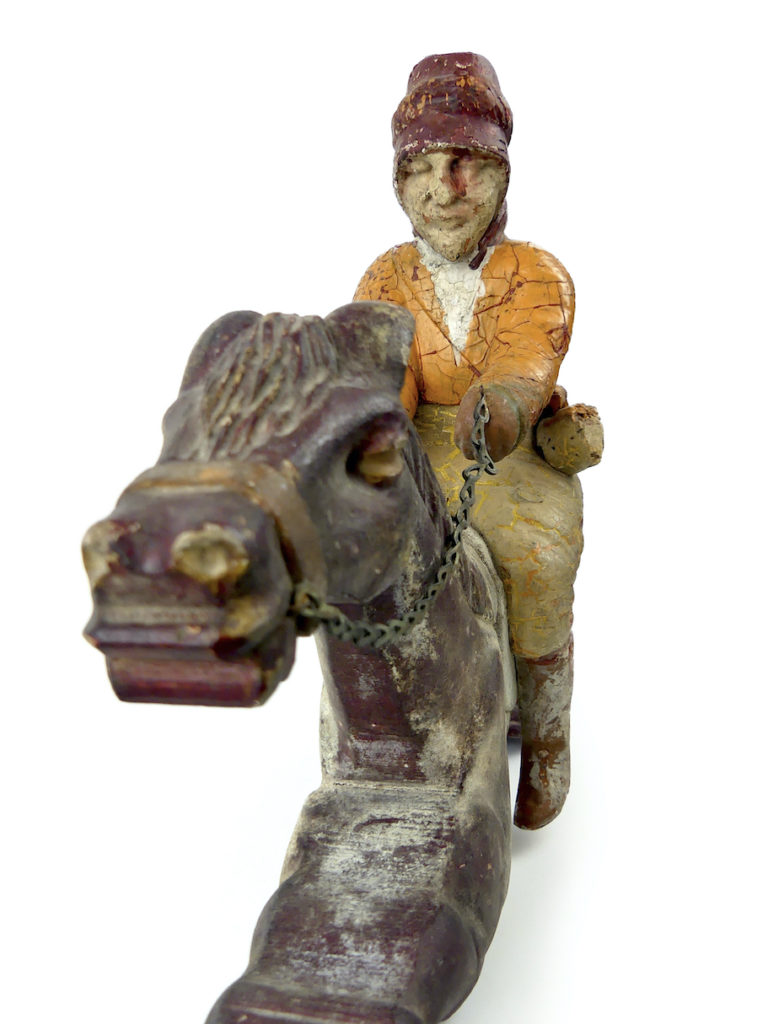 Cheval tir forain en bois sculpté peint début XXe - OVIRY