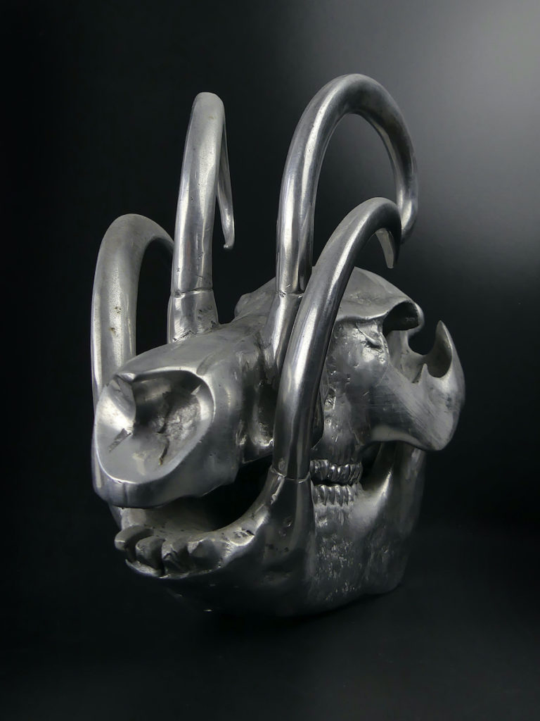 Crâne de babiroussa moulé en fonte d’aluminium - OVIRY