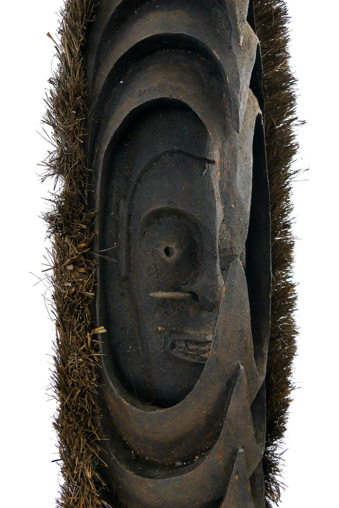 Grand masque d'initiation papou d’ancêtre Minsinki en bois OVIRY