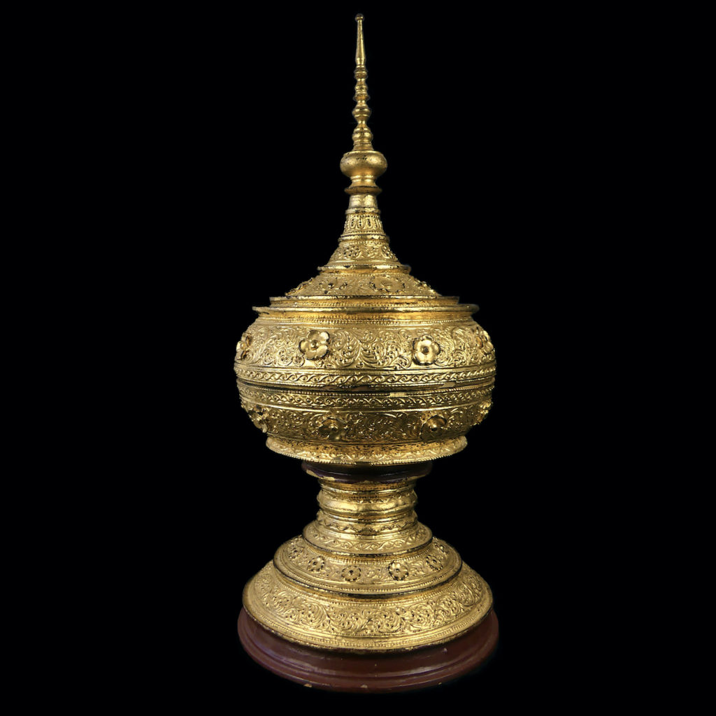 Grand offertoire birman Hsun-ok doré en bambou laqué - OVIRY