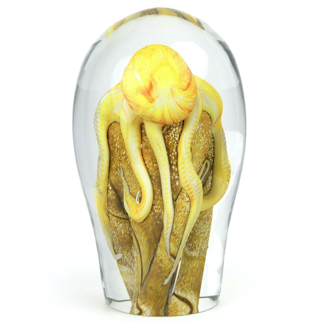 Sculpture Octopus en cristal soufflé-bouche signée Kuchta - OVIRY