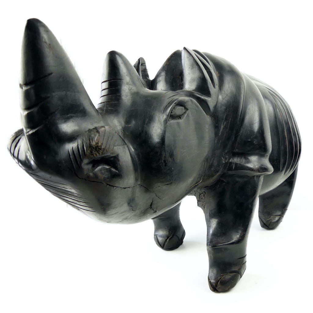Grand rhinocéros massif monoxyle en bois dur - Afrique - OVIRY