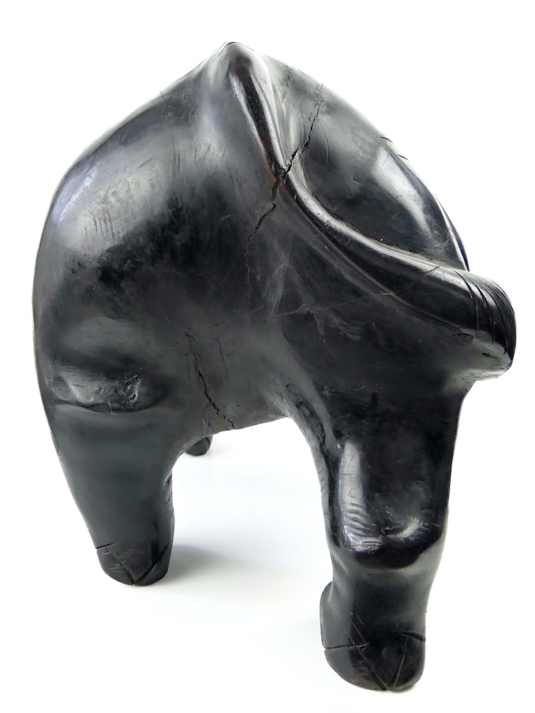 Grand rhinocéros massif monoxyle en bois dur - Afrique - OVIRY