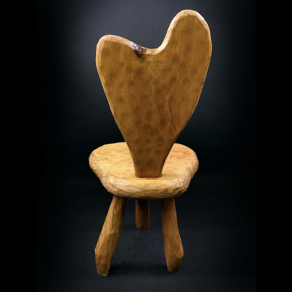 Chaise tripode brutaliste en bois - Alexander Noll - 1950 - OVIRY
