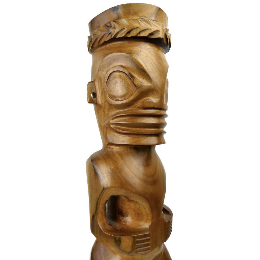 Grand Tiki couronné marquisien en Miro bicolore Matahoata OVIRY