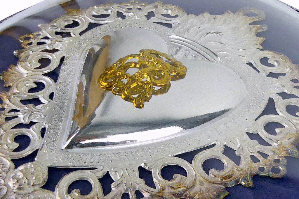 Grande offrande votive cœur sacré verre bombé - Ex-voto - OVIRY